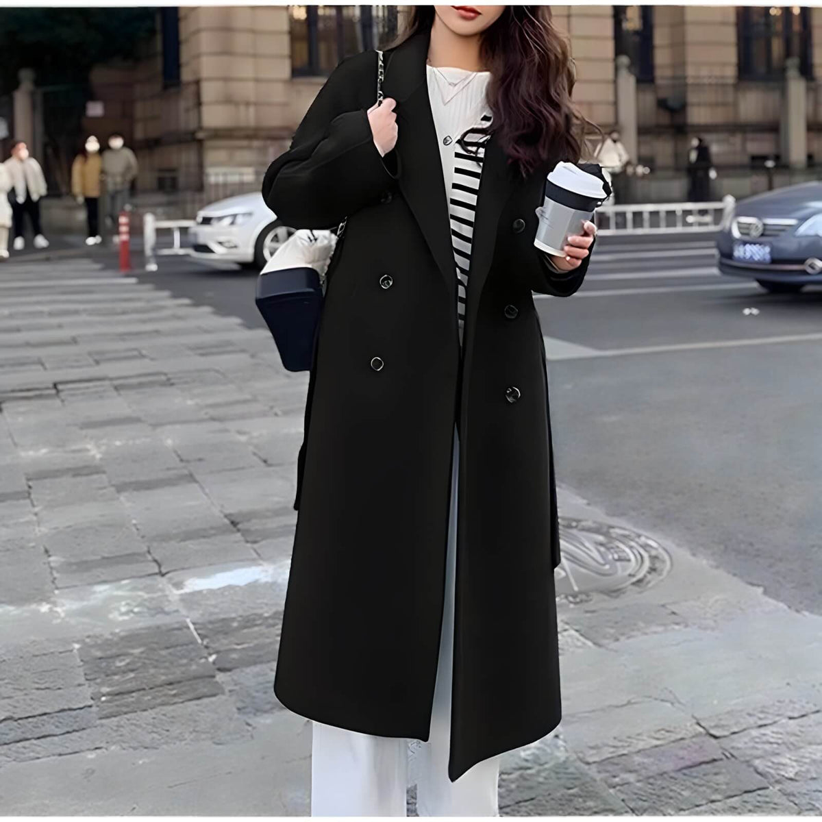 Casaco Feminino Longo de Lã Batida Isidro – Donna Blanc